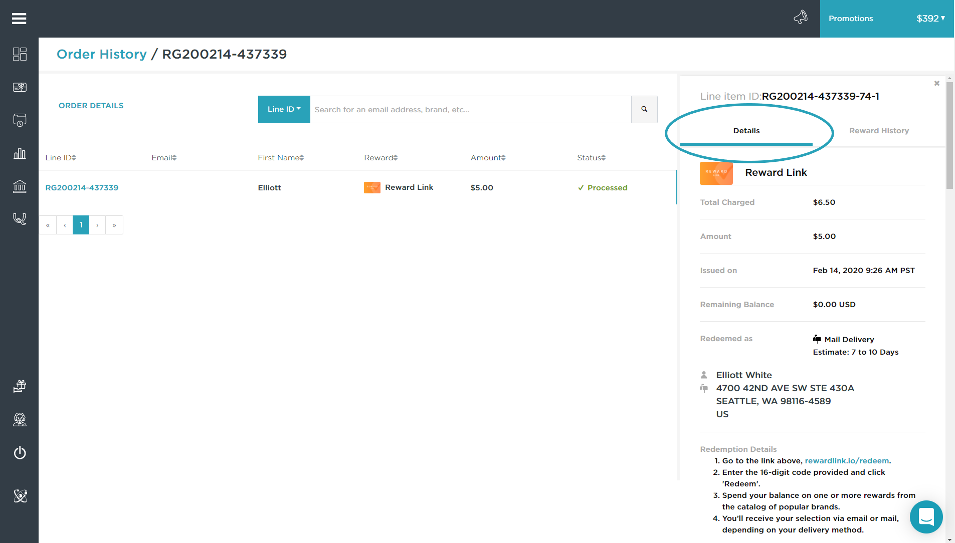 Order History - Overview
