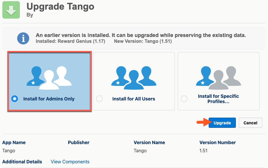 Install the Tango app in Salesforce