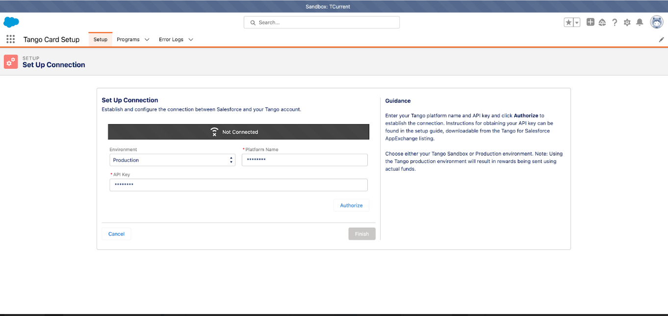 Set up the Salesforce Tango app