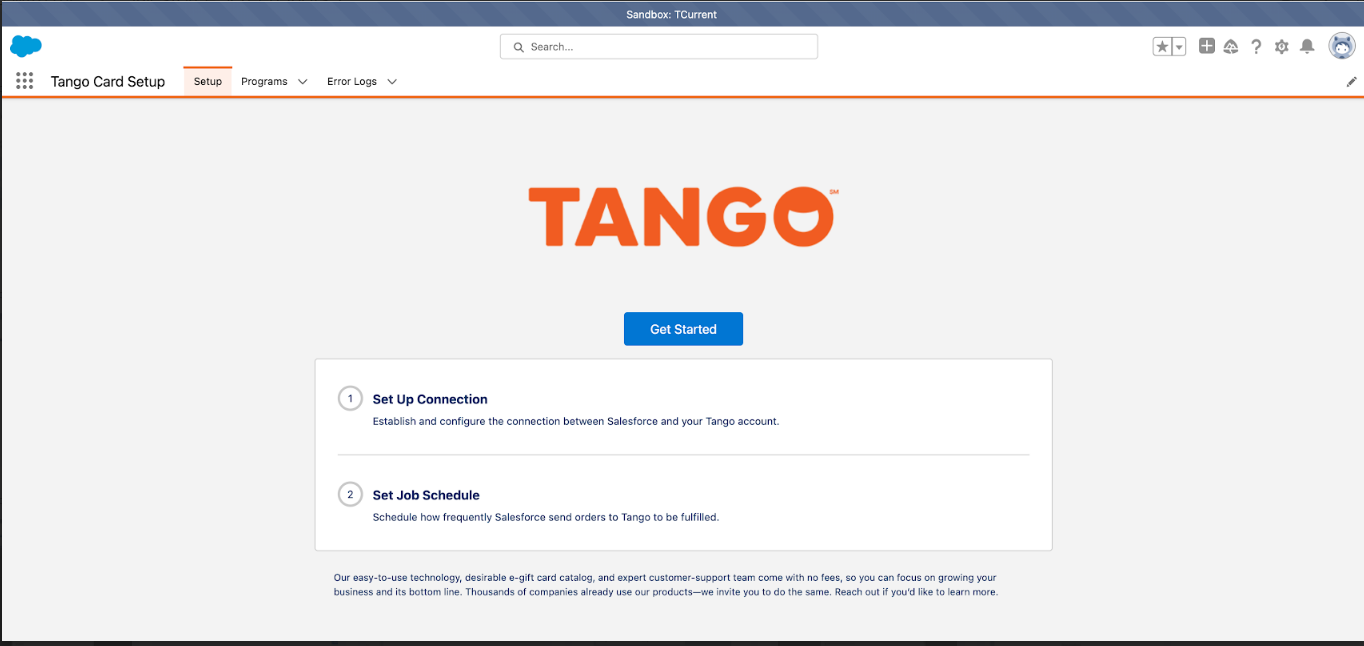 Set up the Salesforce Tango app