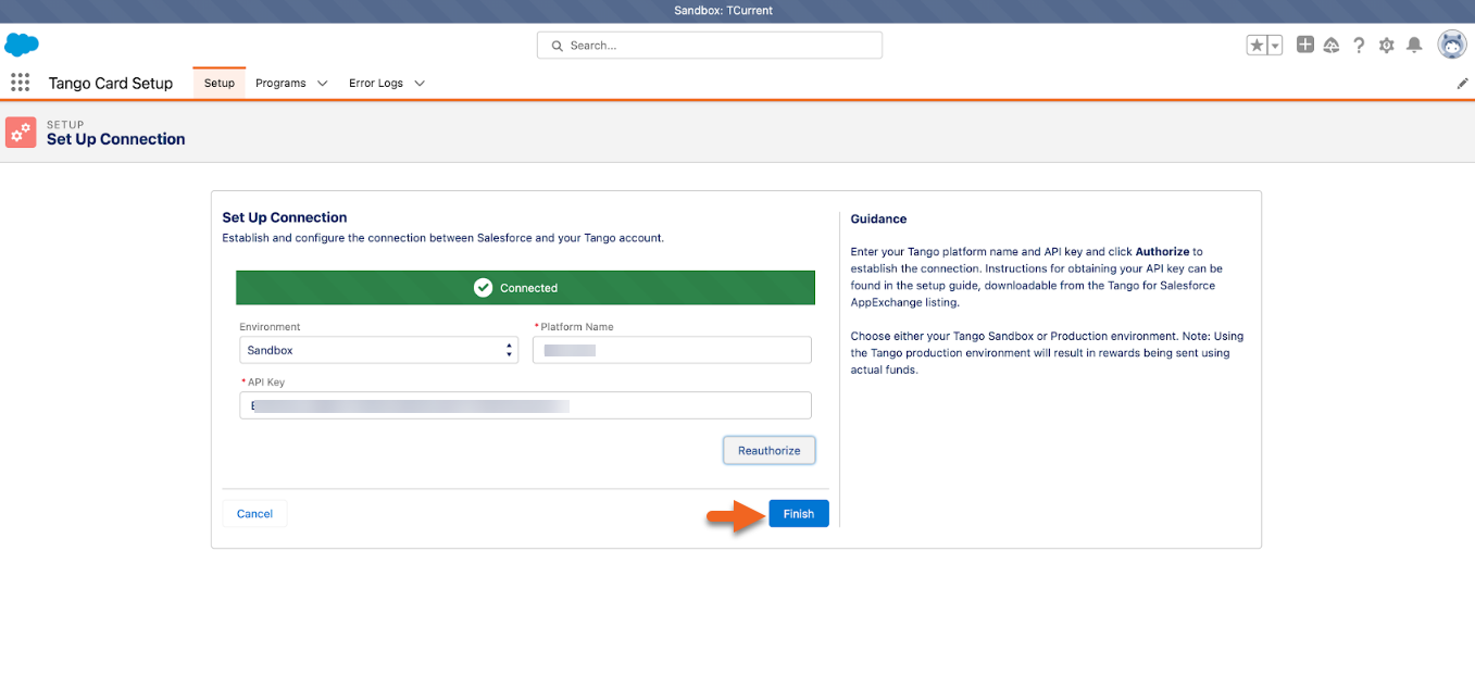 Set up the Salesforce Tango app