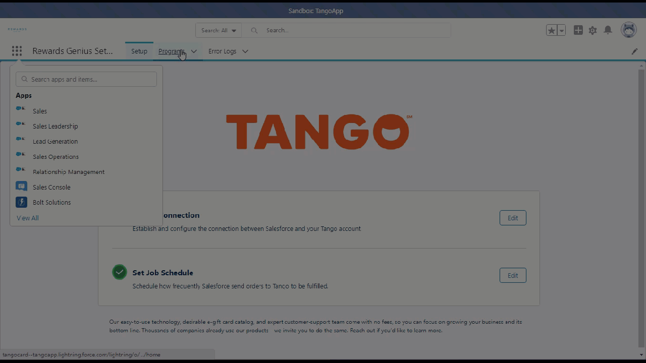 Set up the Salesforce Tango app