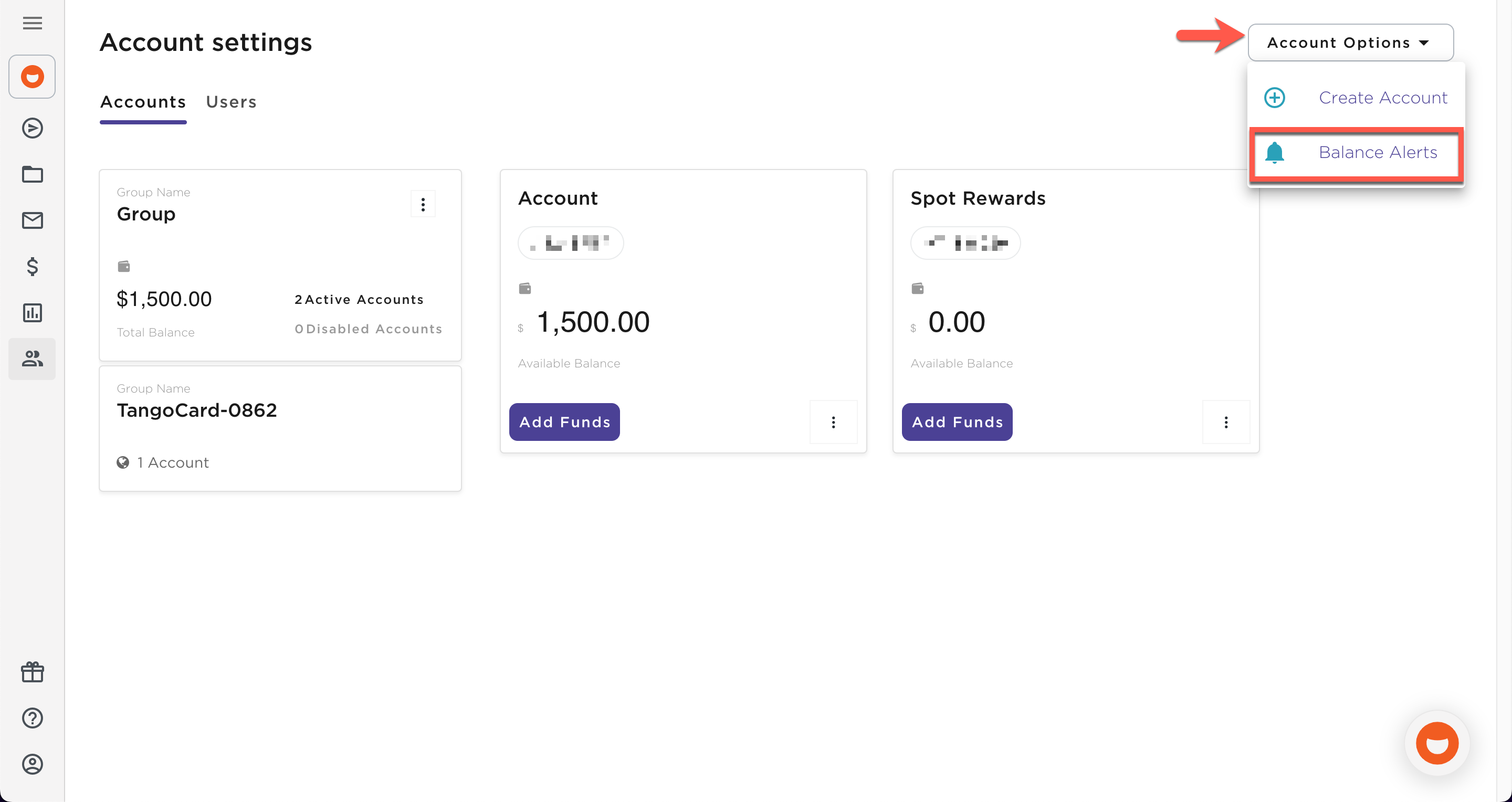 Create account balance alerts