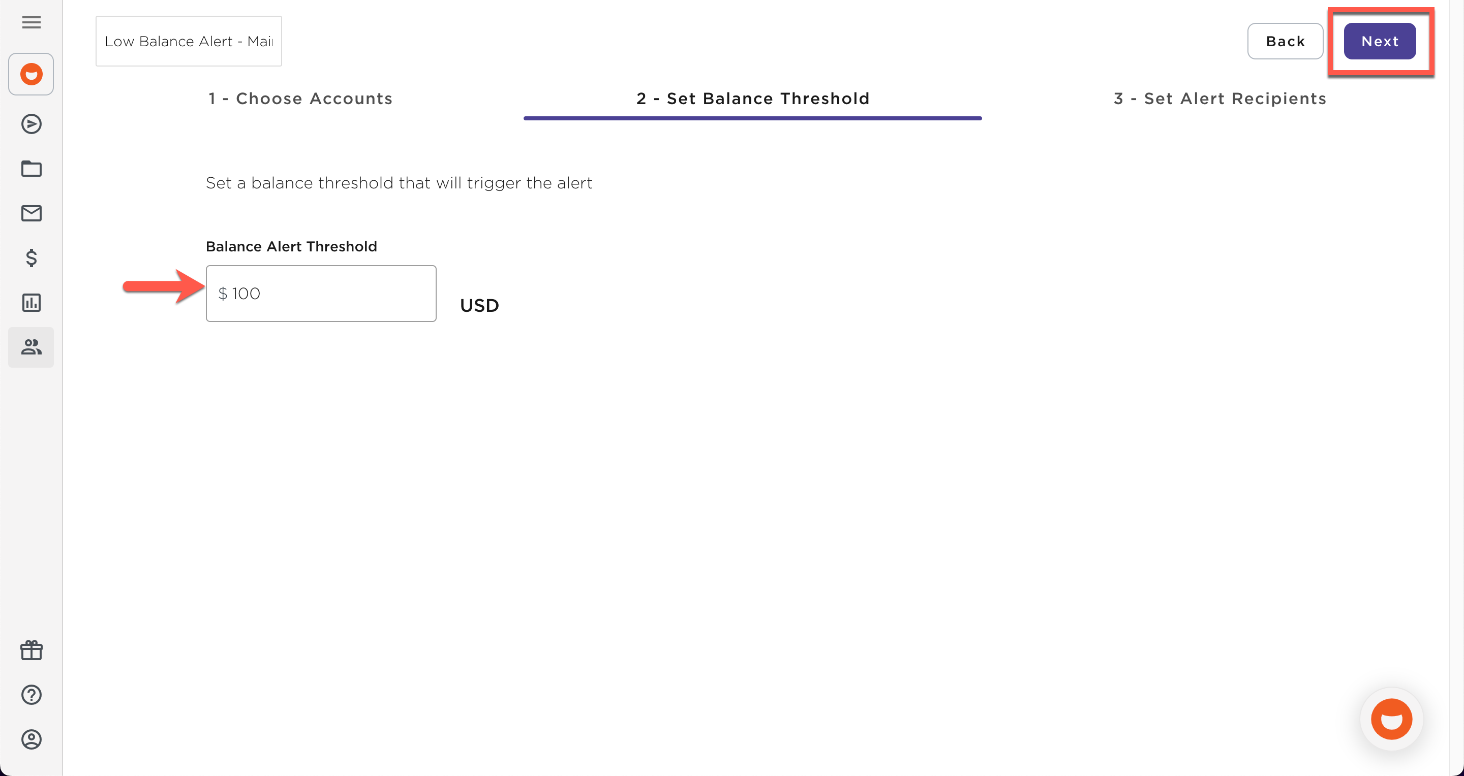 Create account balance alerts