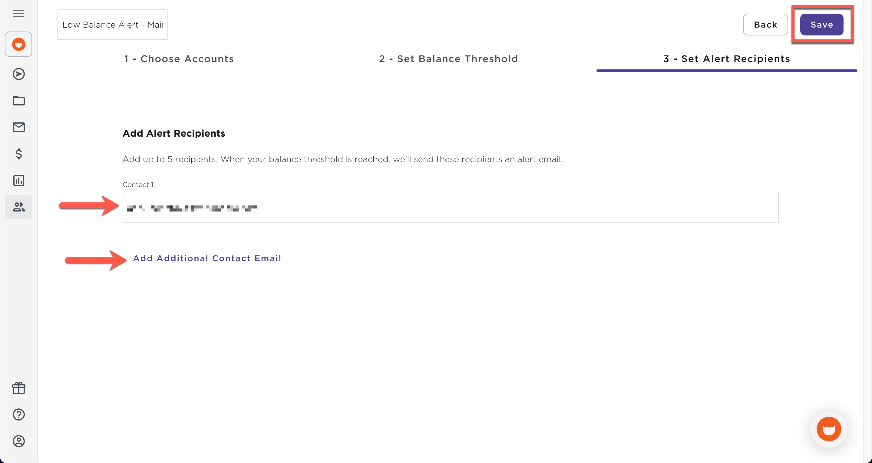 Create account balance alerts