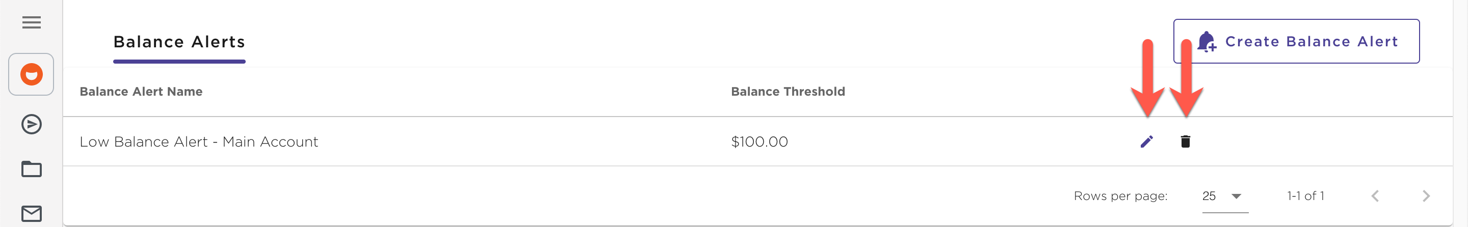Create account balance alerts