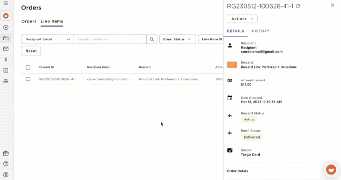View Line Items for Tango Orders