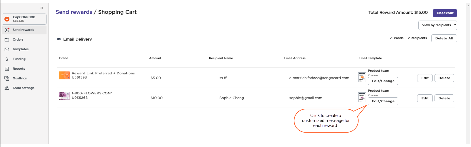 Send custom email messages