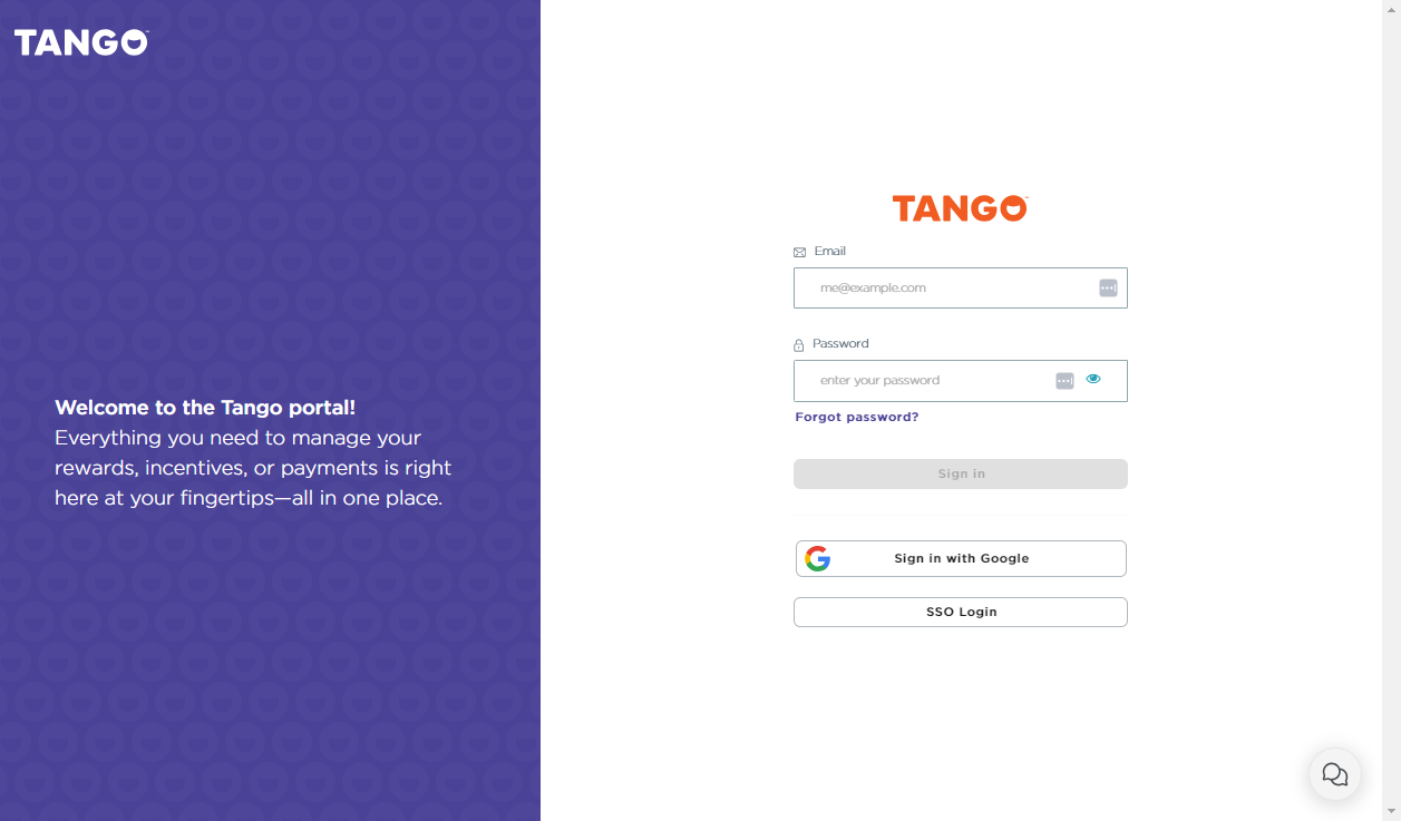 Sign in to Tango portal