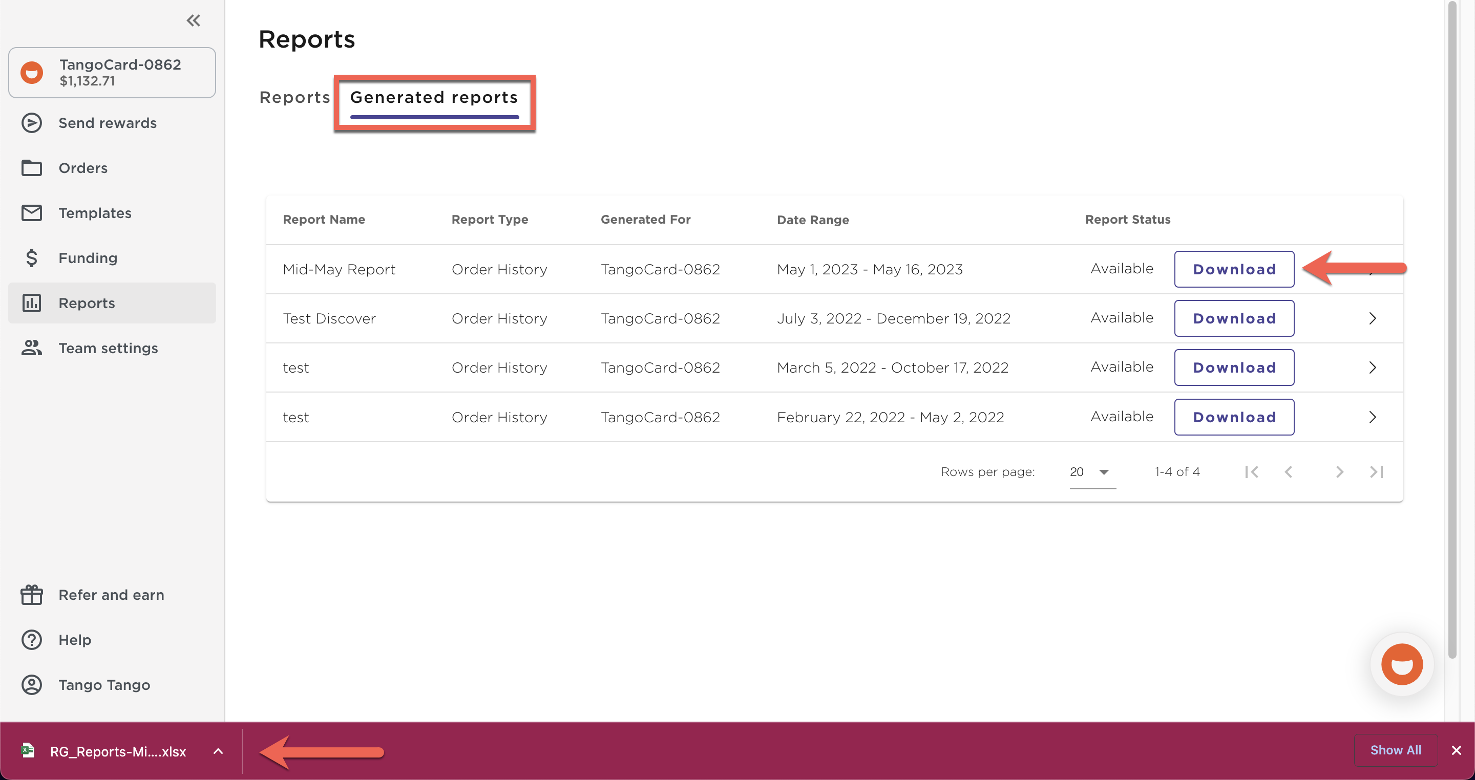 Generate and download order reports