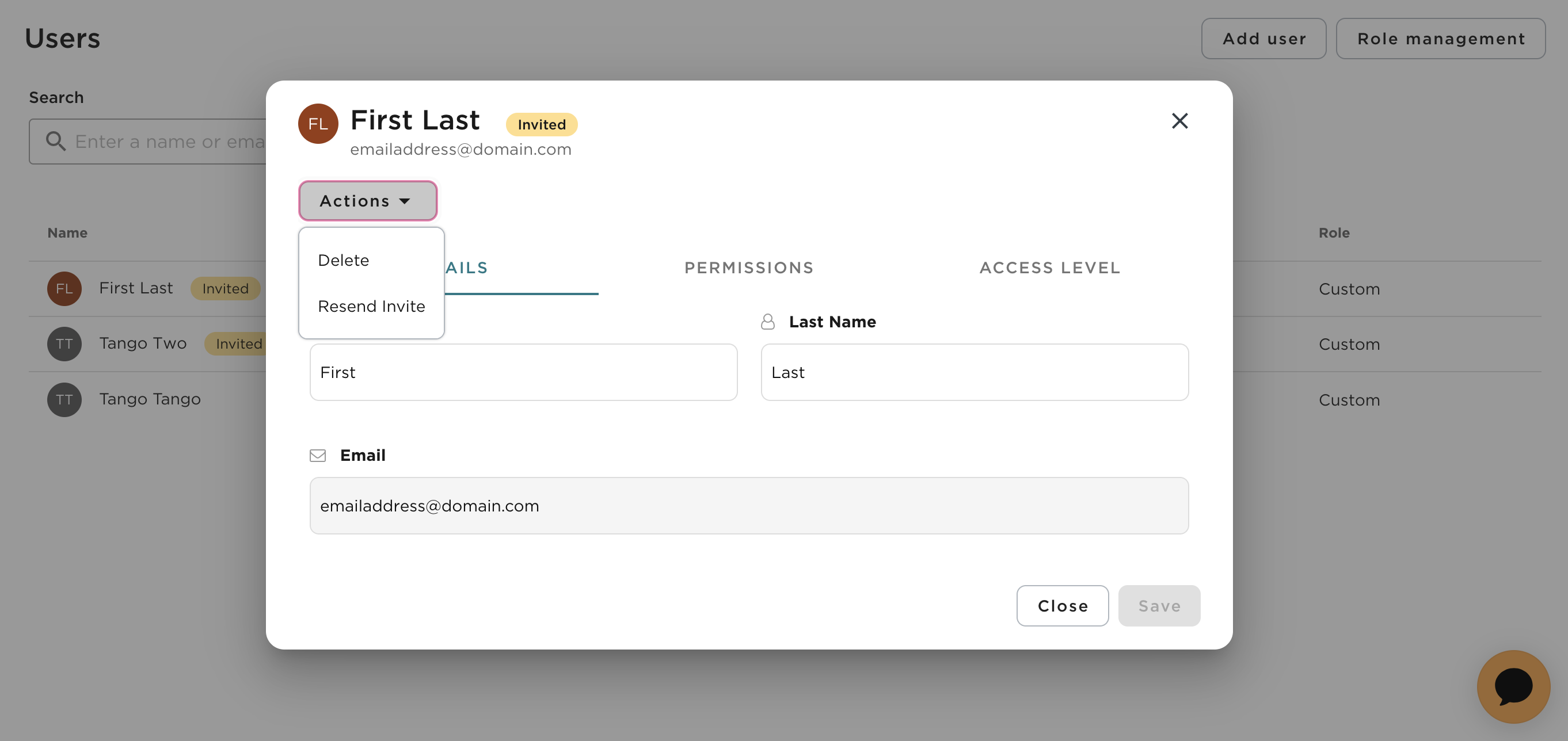 Add, edit, delete user profiles