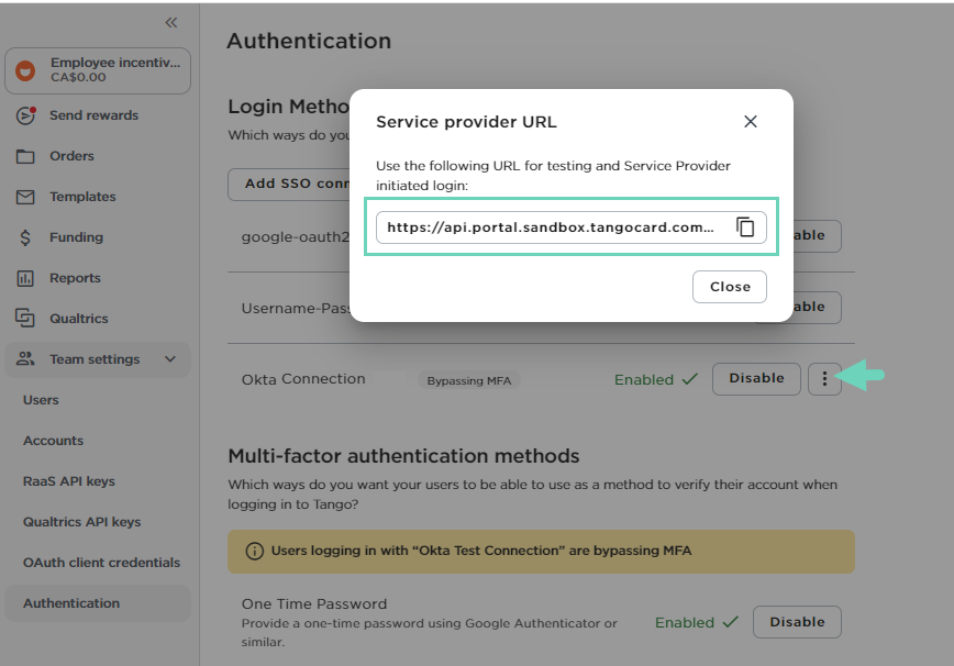 SSO configuration steps in Okta IdP