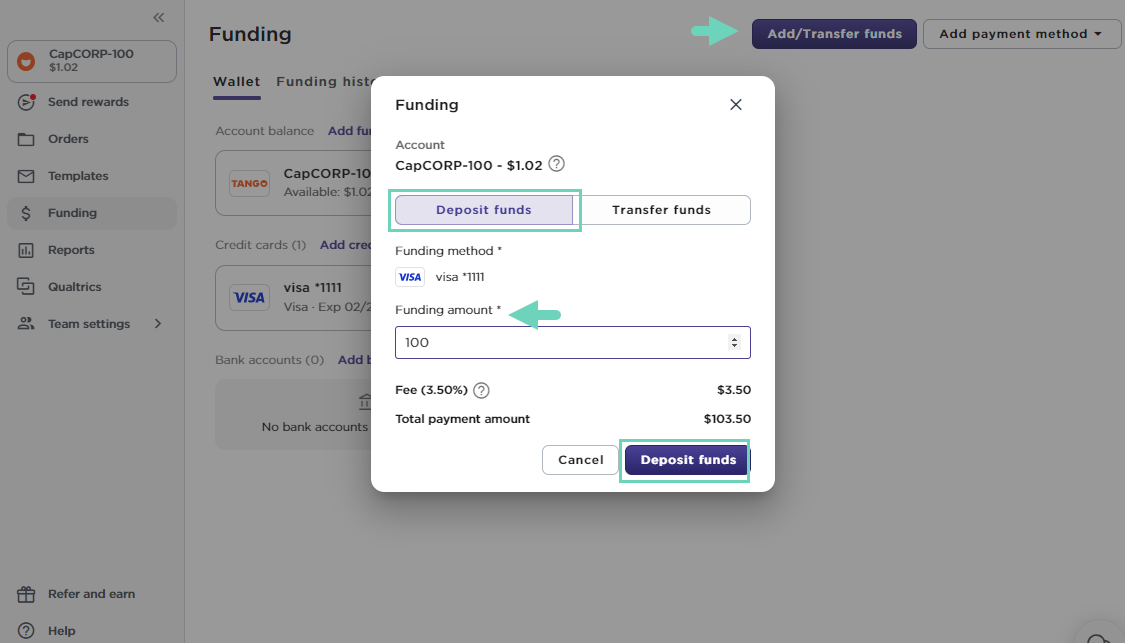 Pay with credit cards